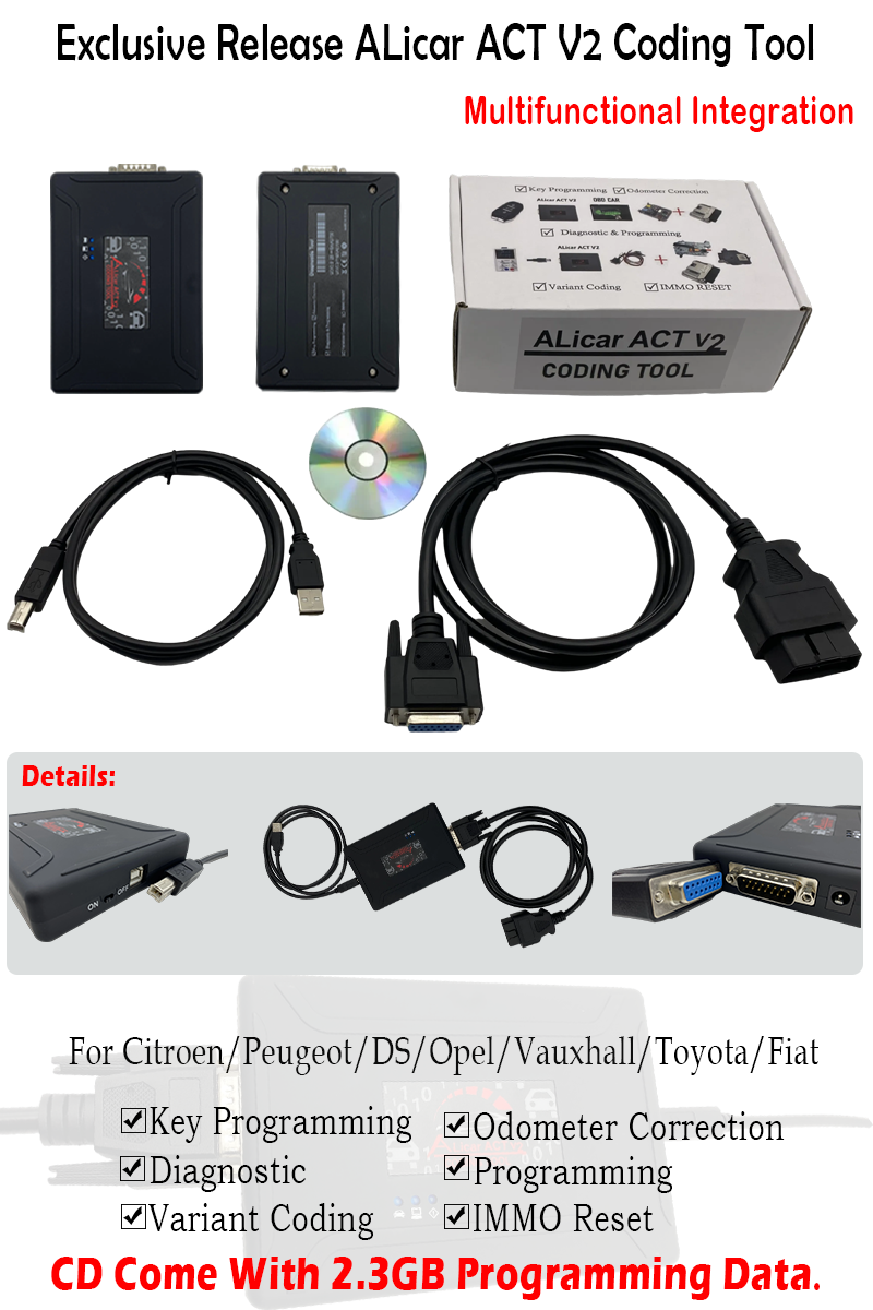 ALicar ACT V2 Car Coding Tool Support Diagnosis Programming Odometer ...