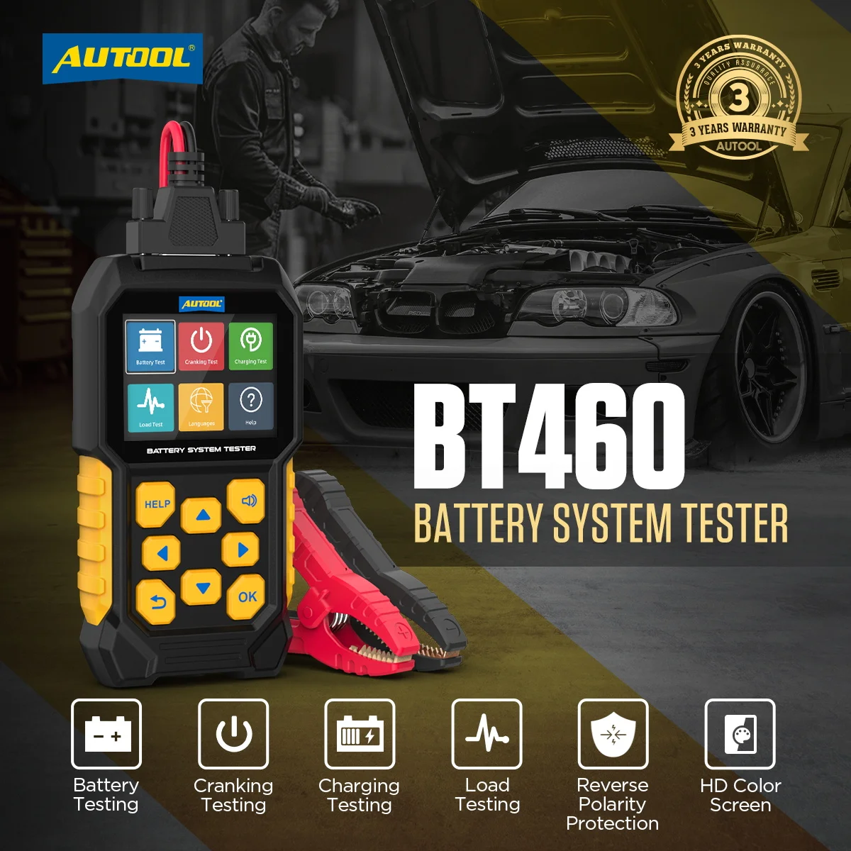 AUTOOL BT460 12V/24V Car Battery Load Tester for Lead-Acid, AGM, GEL ...