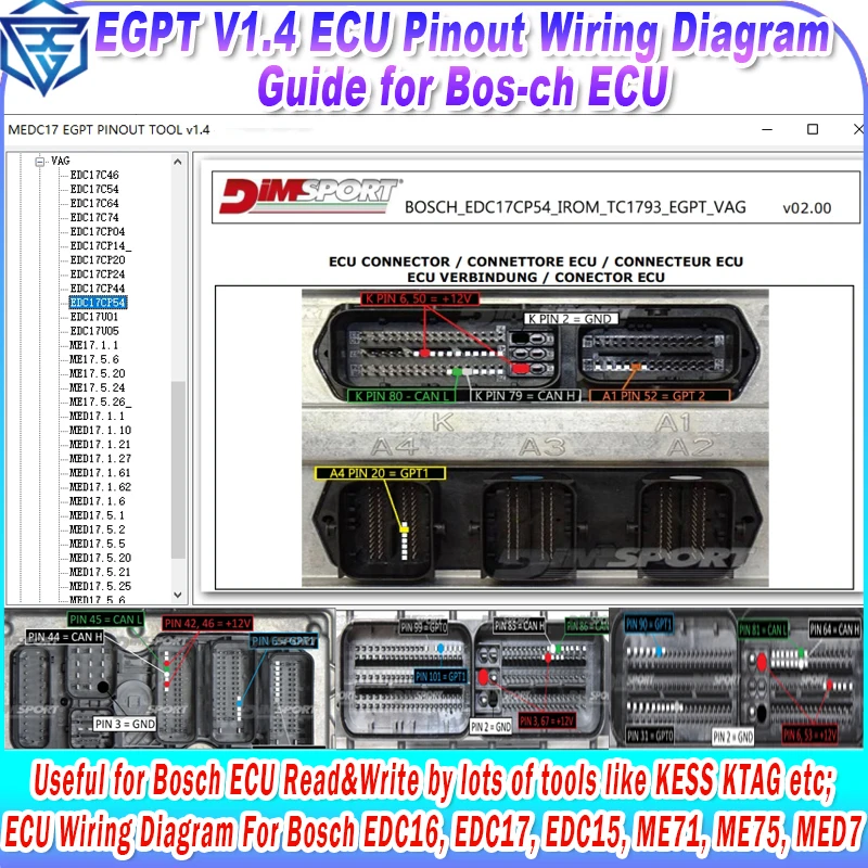 MEDC17 EGPT Pinout Tool V1.4 – BOSCH ECU Pinout Software for ...