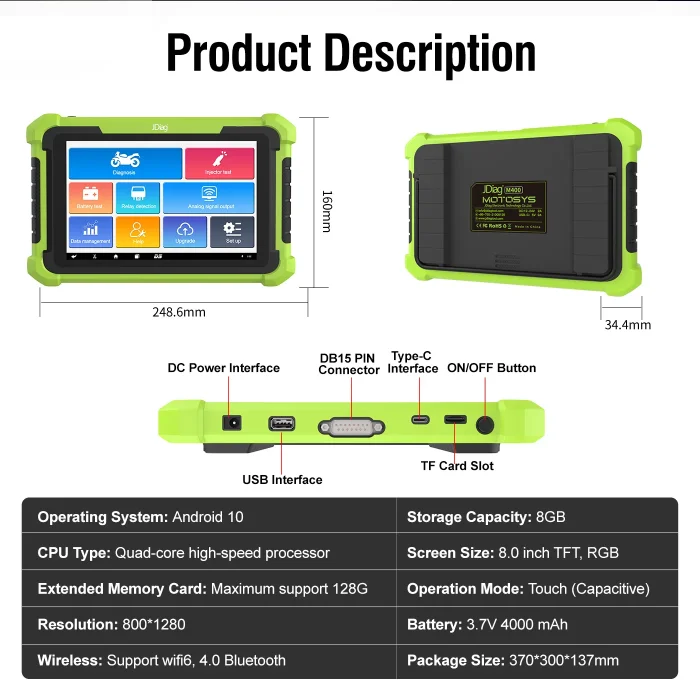 Intelligent Motorcycle Diagnostics: Jdiag M400 — Android 10-Based ...