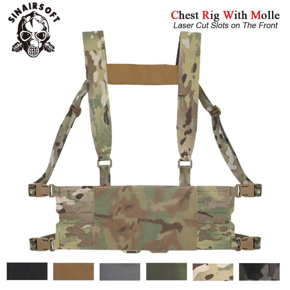 SINAIRSOFT Tactical Portable Chest Rig H - Harness Laser Cut MOLLE ...
