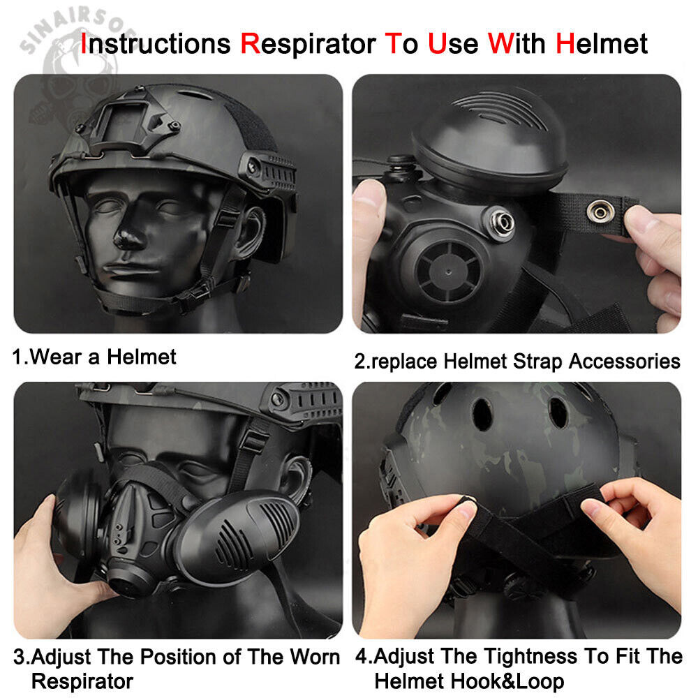 SINAIRSOFT Tactical Bilateral Respirator Half Face Mask Facepiece ...