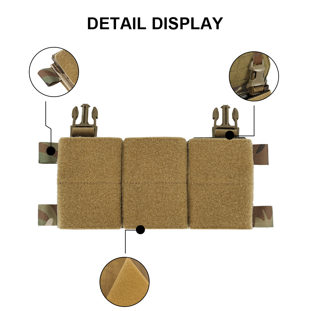 SINAIRSOFT Tactical Triple Magazine Pouch Hook Loop Panel for 5.56 7.62 ...