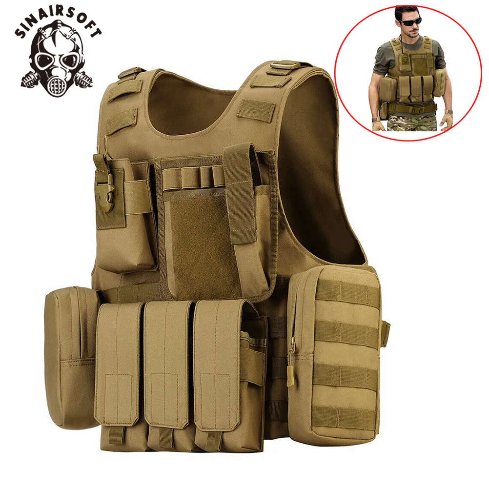 SINAIRSOFT Outdoor Tactical Airsoft Vest Molle Combat Assault Plate ...