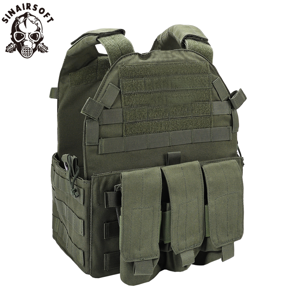 SINAIRSOFT Tactical Vest Molle Airsoft Combat Body Armor Plate Carrier ...