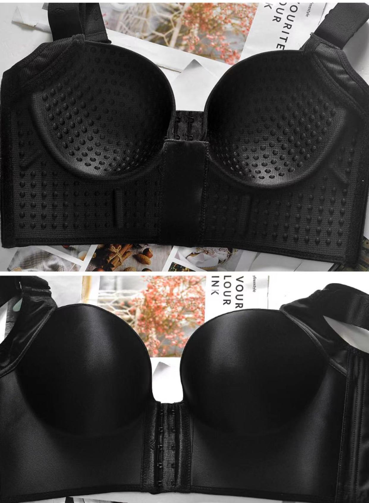 Deep Cup Bra Shaper Hide Back Fat Front Hook Plus Size Wireless Full ...