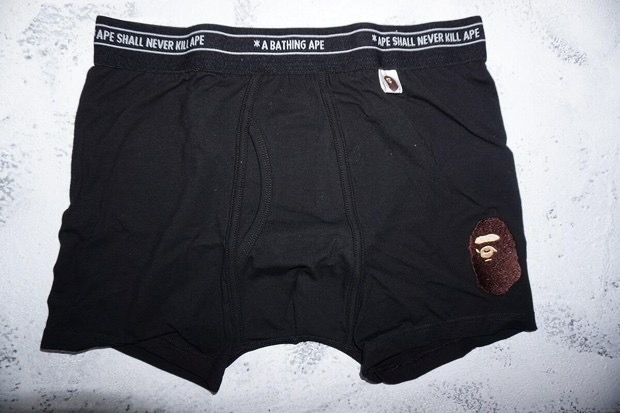 Bape embroidered ape logo underwear boxer black grey