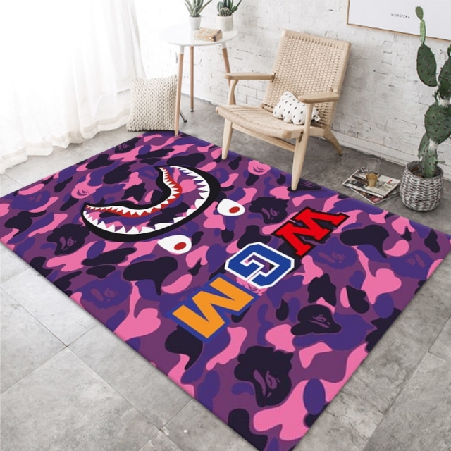 Bape purple shark camo rug