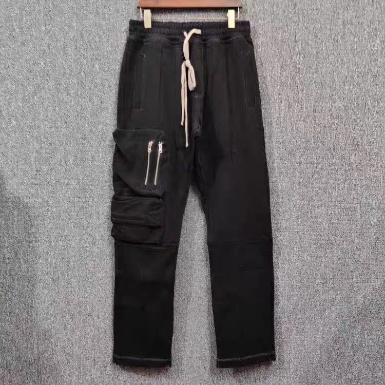 US$ 59.00 - Pocket Hem Slit Cotton Sweatpants Black & Grey - www.repdog.cn