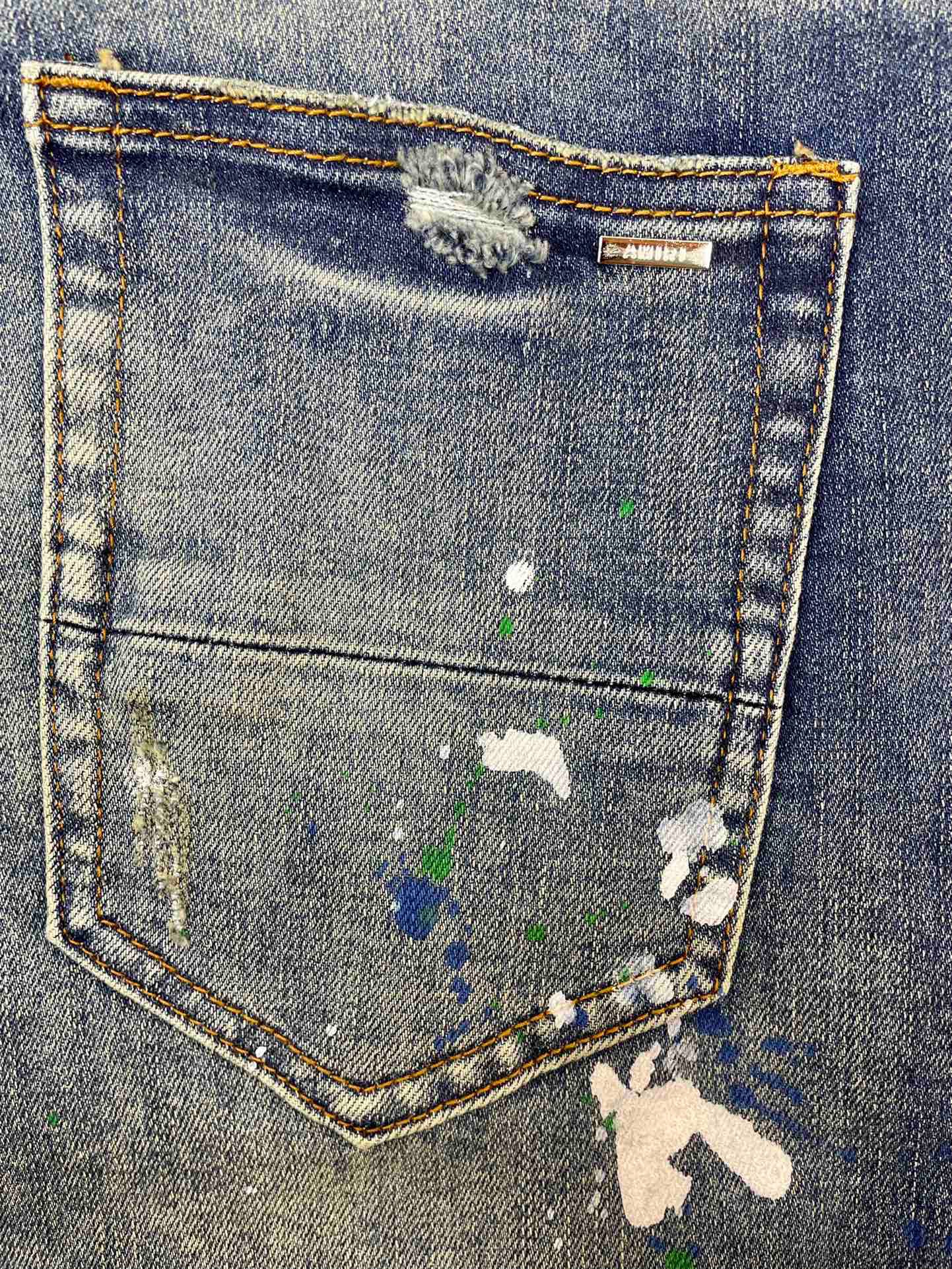 US$ 127.71 - 1:1 quality version Inkjet graffiti ripped slim fit dark ...