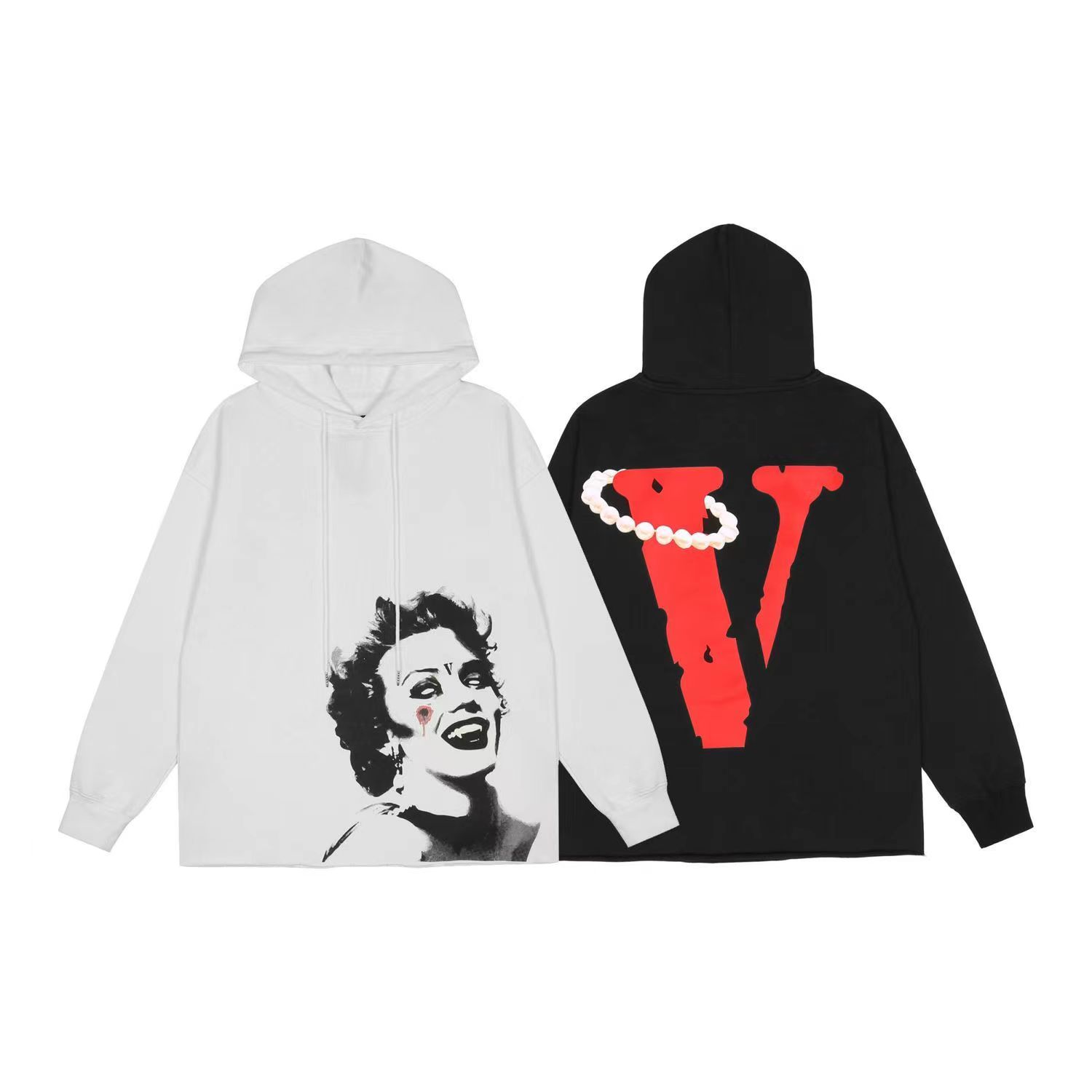 Vlone fire human skeleton hoodie