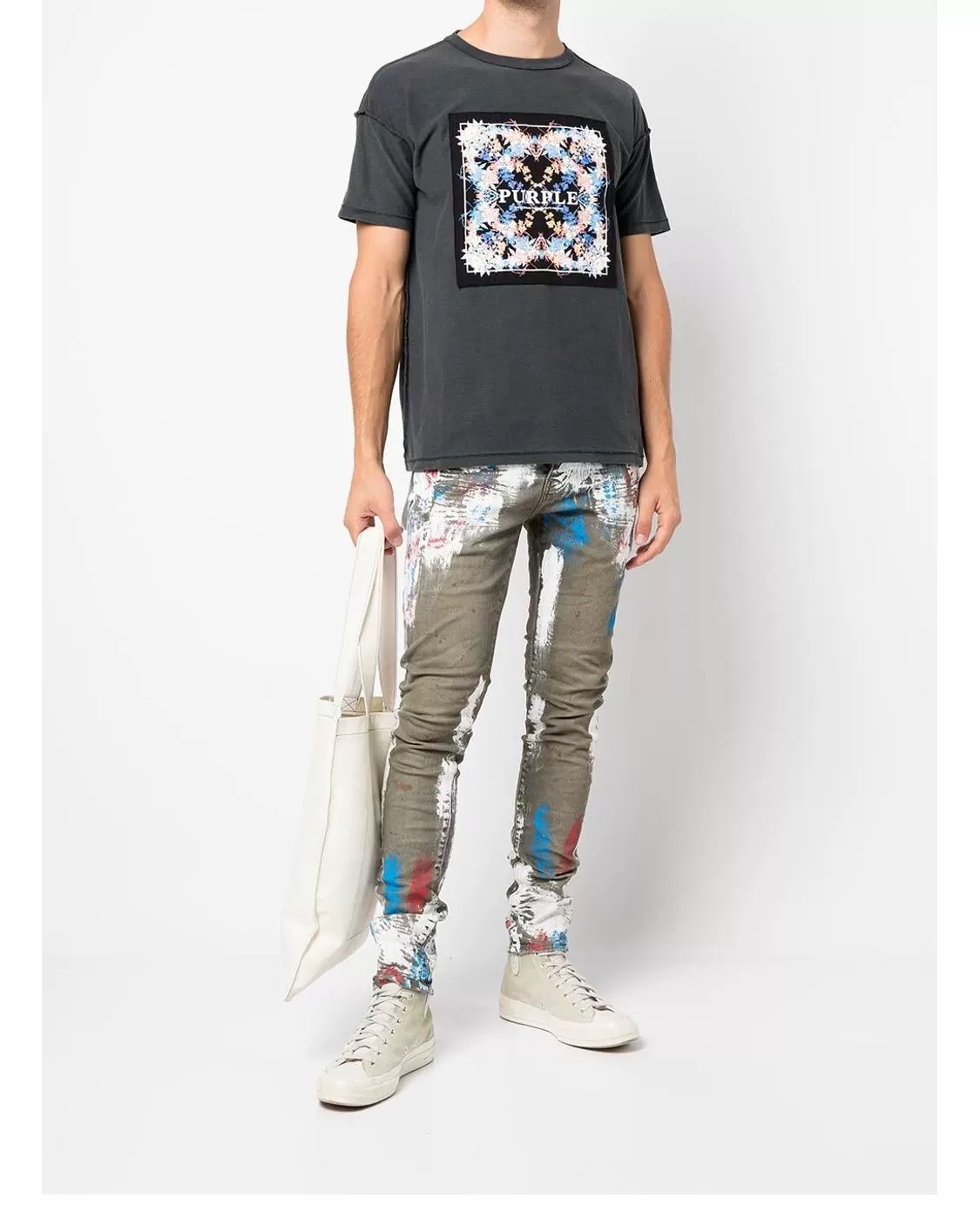 US$ 98.91 - 1:1 quality version Colorful Graffiti Light Blue Jeans ...