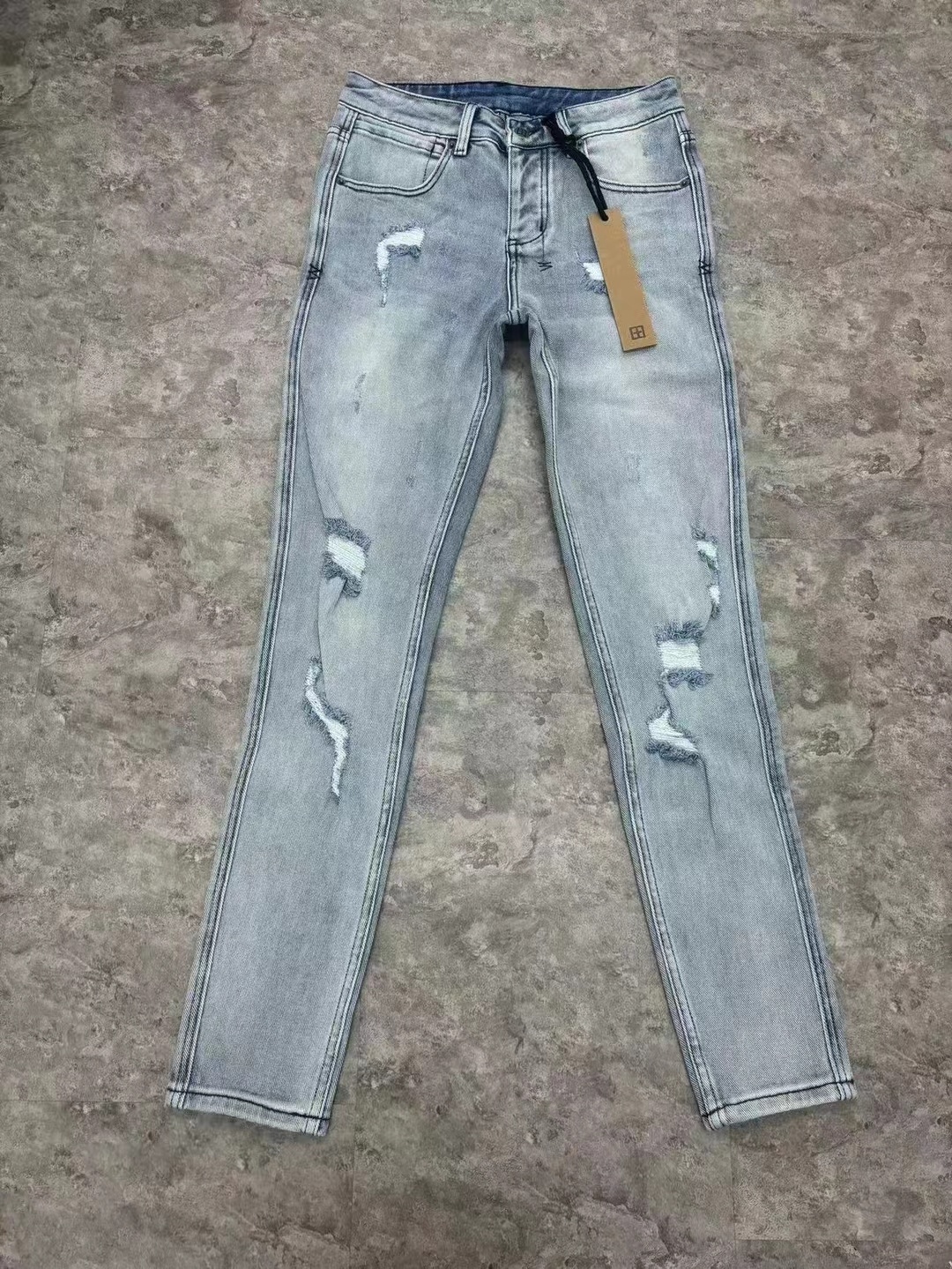 US$ 54.95 - [buy more save more]1:1 quality version Light Blue Ripped ...