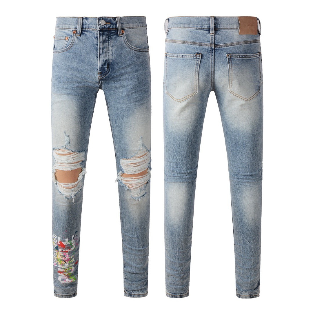 US$ 87.92 - 1:1 quality version Splash Ink Alphabet Print Ripped Jeans ...
