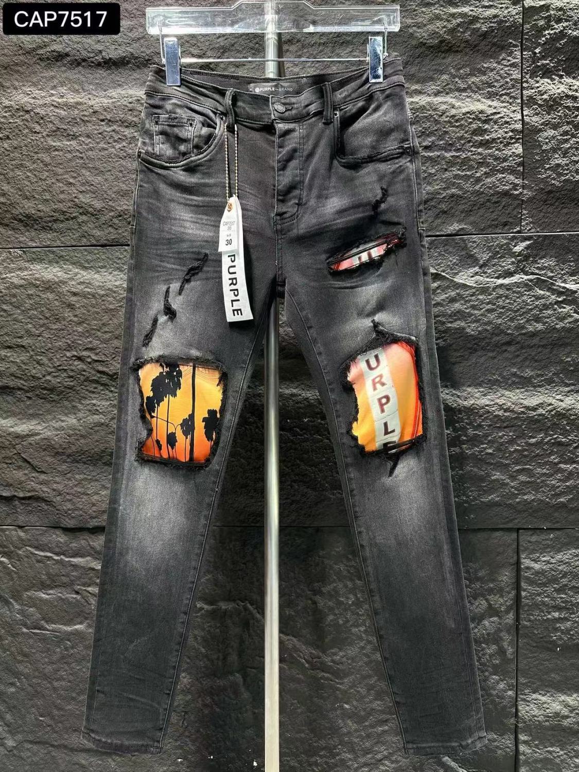 US$ 95.92 - 1:1 quality version Landscape Painting Torn Patch Jeans ...