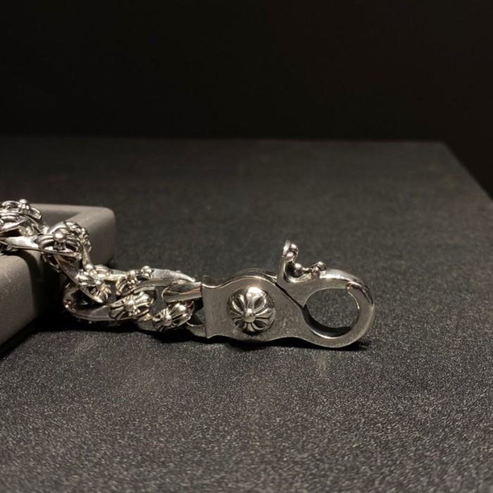 1:1 925 pure silver cross logo cuban style bracelet