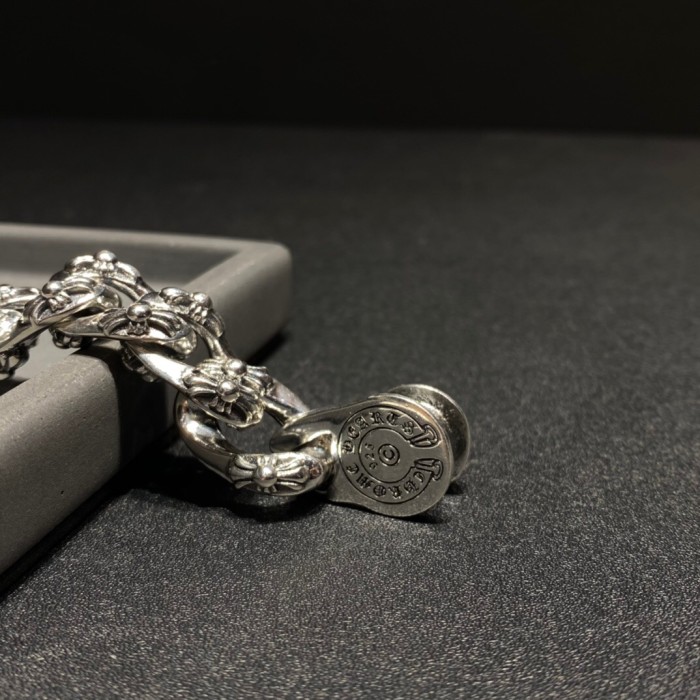 1:1 925 pure silver cross logo cuban style bracelet