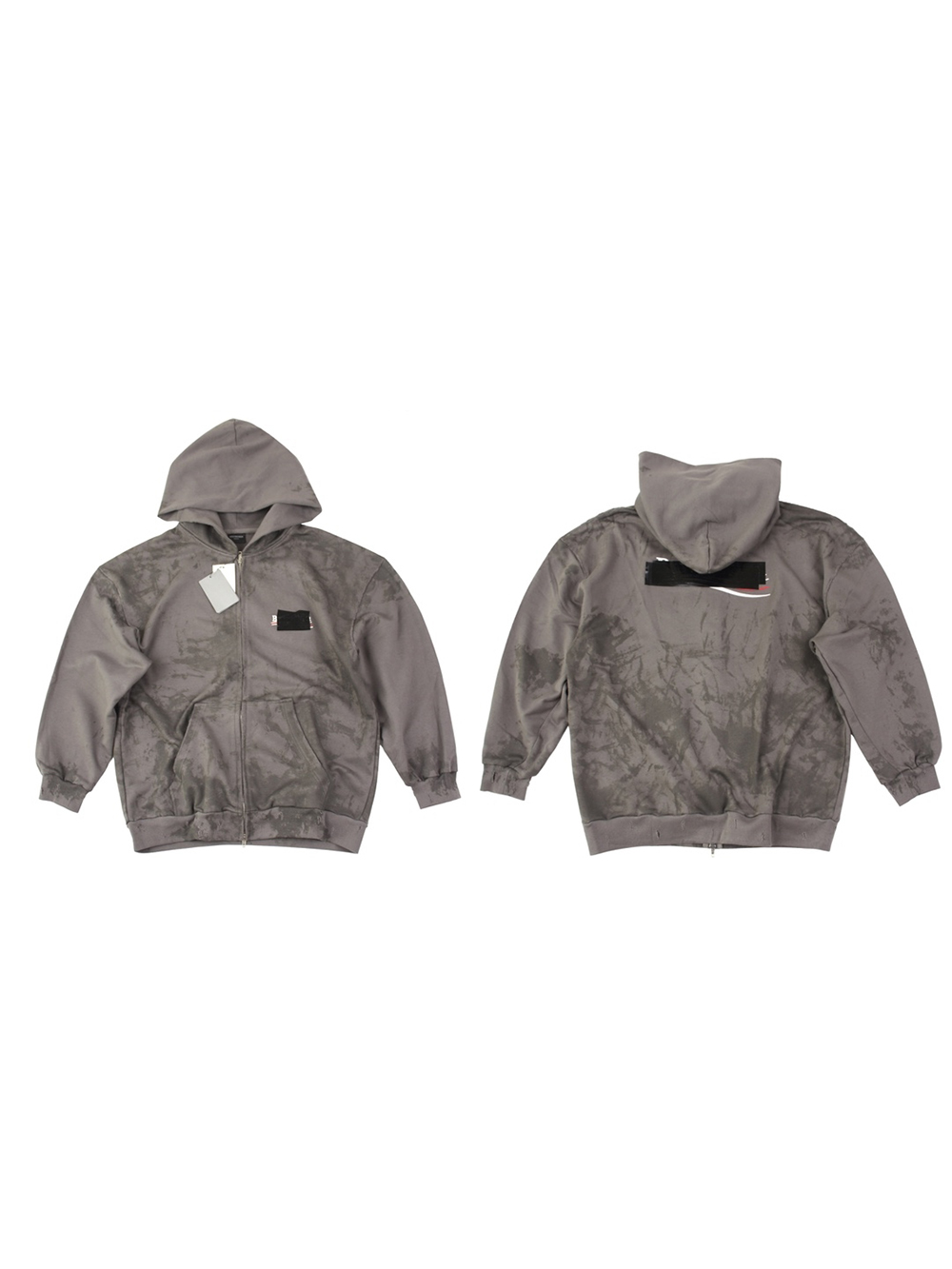 US$ 149.93 - Obscured Logo Mud Dye Zipper Hoodie - www.youngrich.co