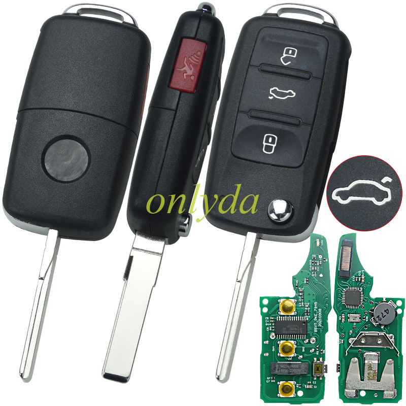 KYDZ Brand VW 3+1 button remote key 315MHz ASK ID48 CHIP Model Number ...
