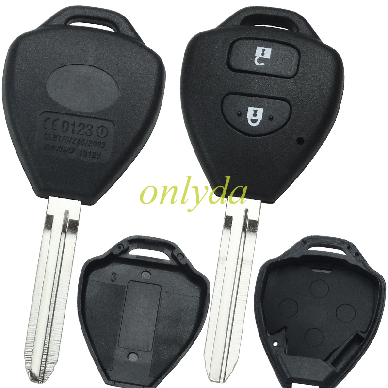 For Toyota upgrade 2 button remote key blank with TOY43 blade with badage