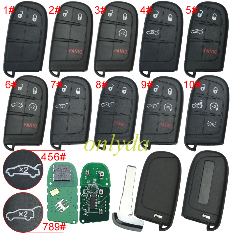 For Jeep 5 button smart key with 434mhz with 4a chip for Jeep Compass ...
