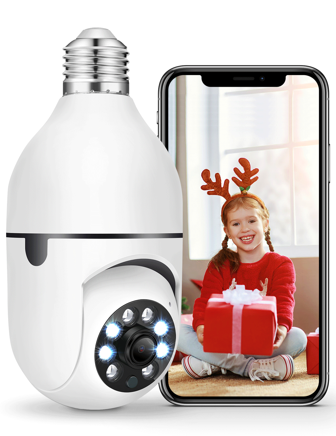 ANBERX 3MP Light Bulb Security Camera, Wi-Fi Camera 360° Panoramic ...