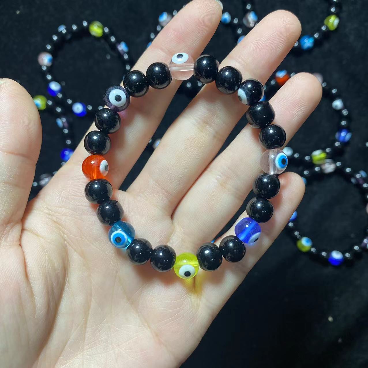 8mm evil eye beaded bracelets