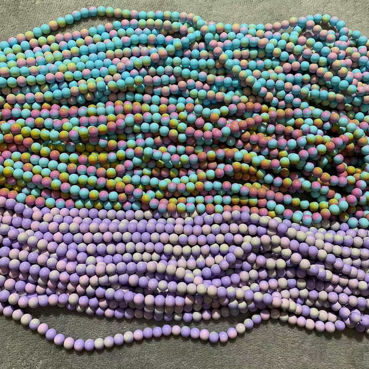 8mm rainbow color glass bead