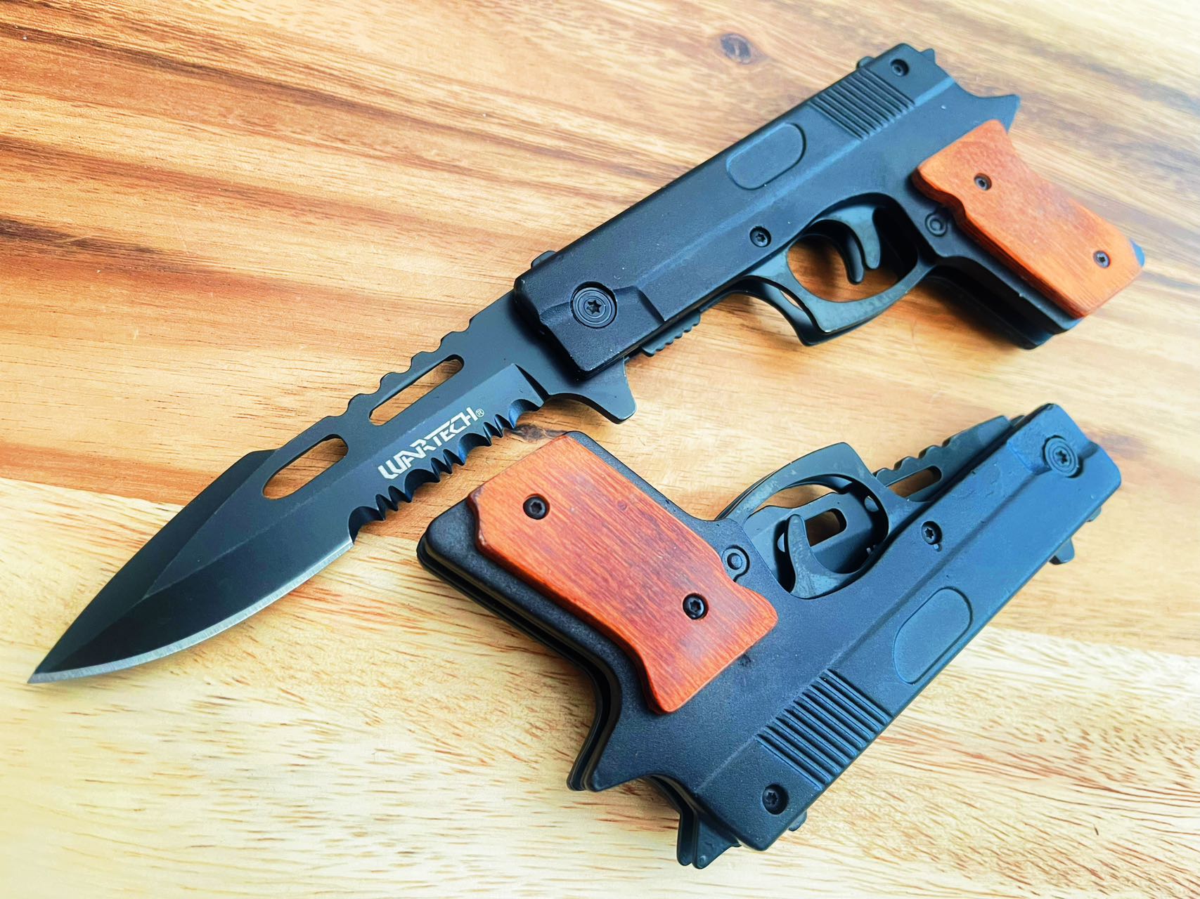 US$ 35.95 - 8 Gun Style Rifle Pocket Knife Flipper Assisted A/O Wood ...