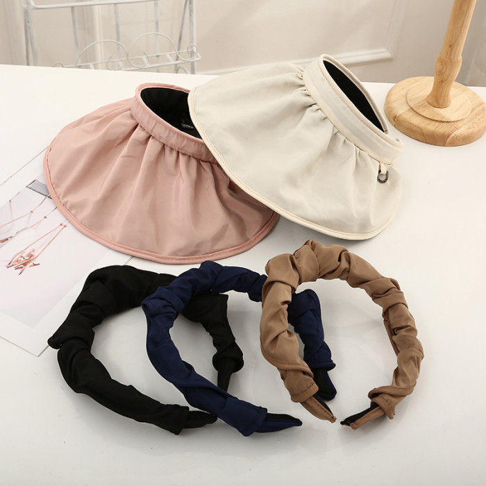 New Women's Sunshade Wide Brim Beach UV Protection Sun Hat Headband