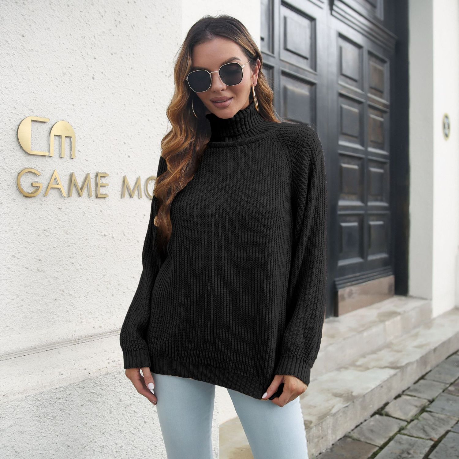 Women's Elegant Turtleneck Long Sleeve Knitted Sweaters