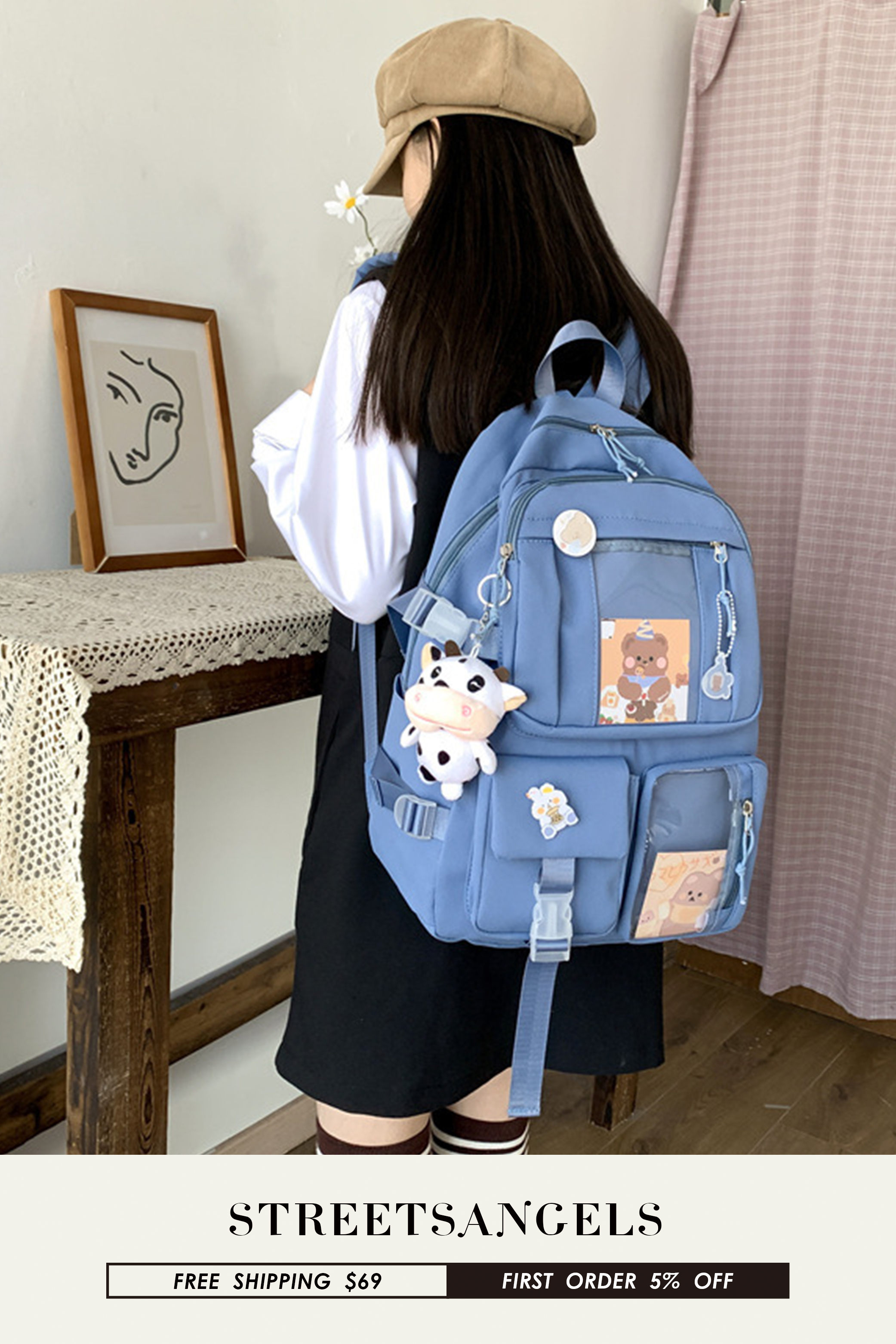 Harajuku Korean Student Cute Girl Heart Casual Backpack