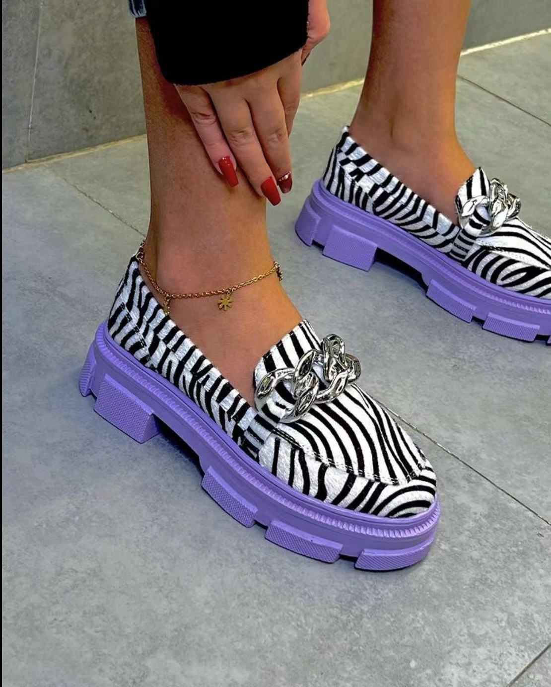Women's Metal Chain Colorblock Designed Platform Sneakers
