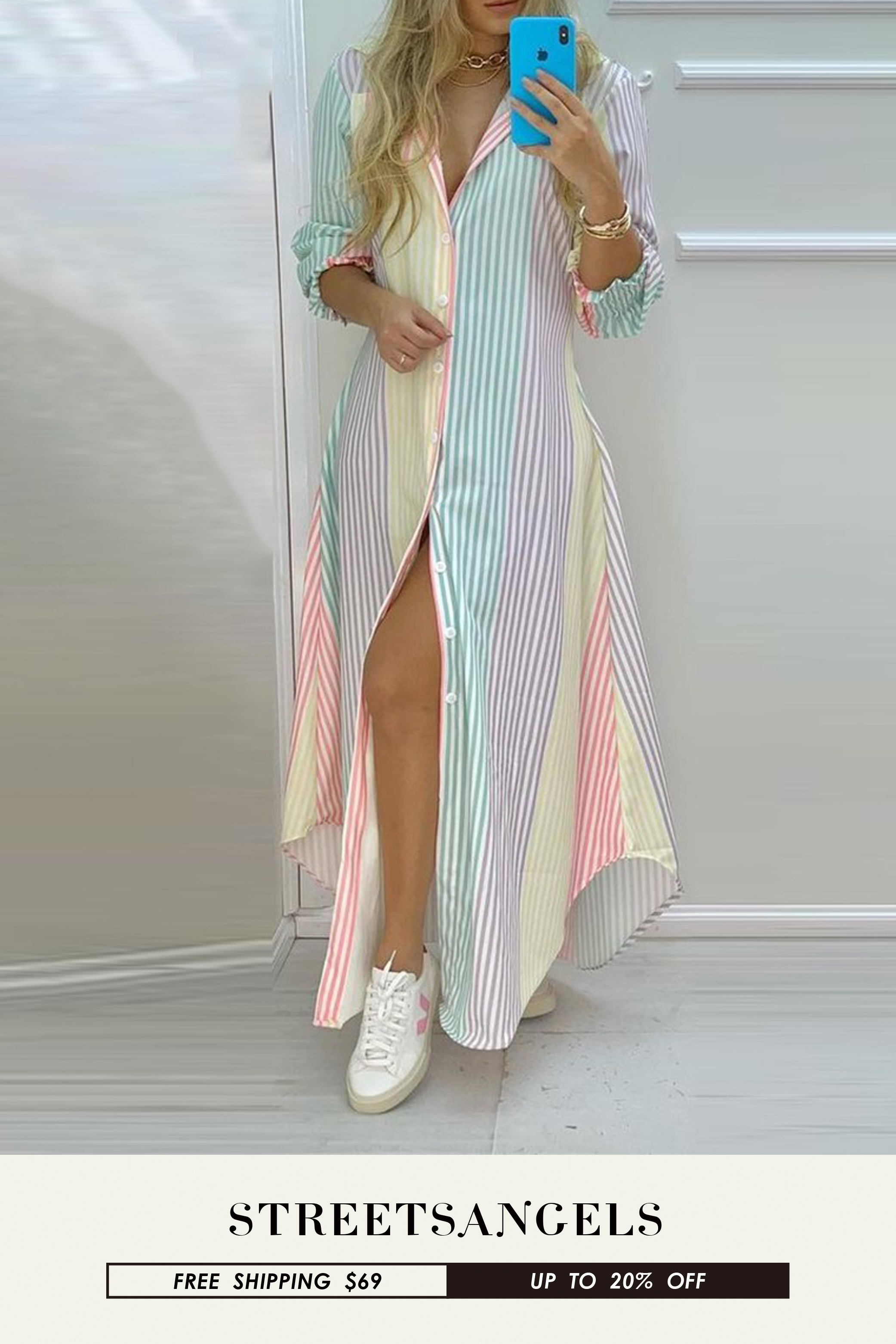 Fashion Boho Button Irregular Sexy Lapel Print Maxi Dress