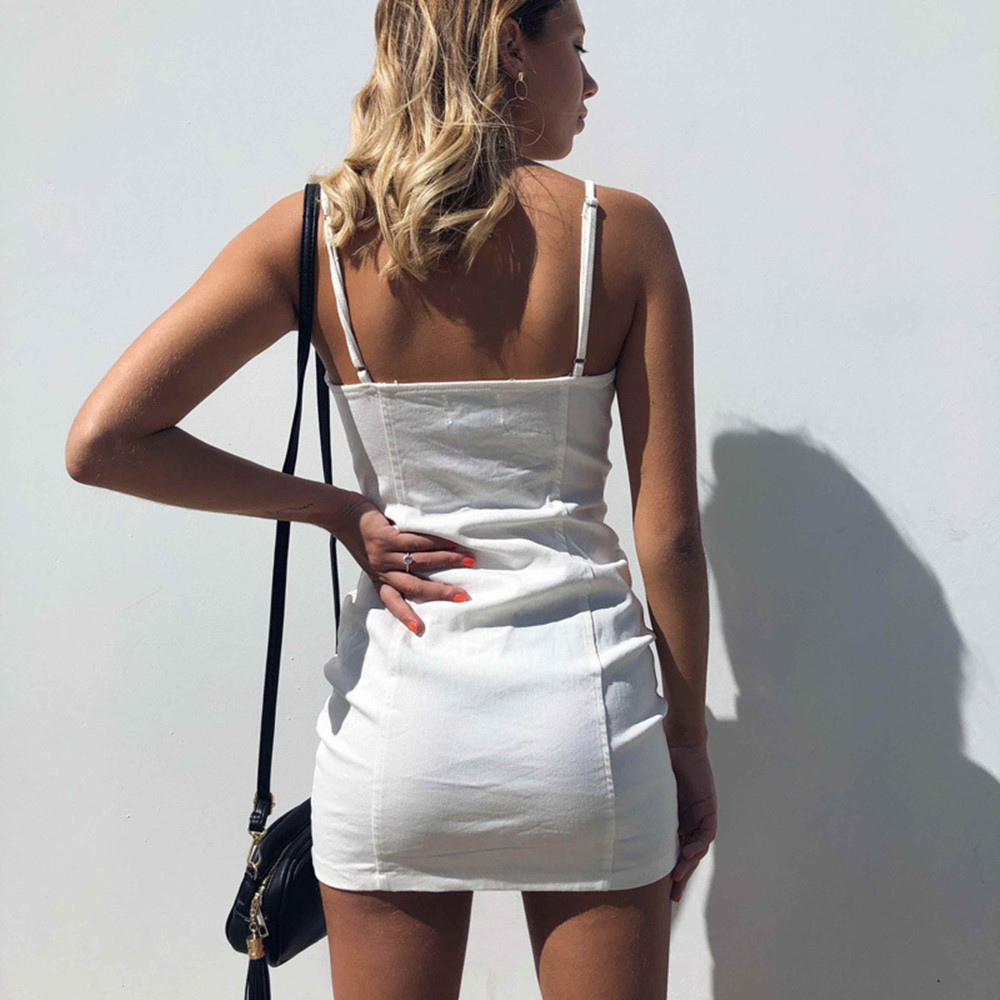 Mini Sexy V Neck Sleeveless Casual Boho Slip Bodycon Dress