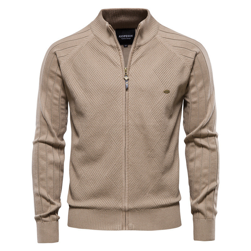 Solid Color Cardigan Men Casual Quality Zipper Sweater Fashion Jacket