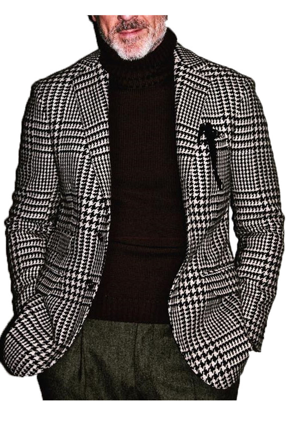 Men's Fashion Casual Business Single Breasted Slim Fit Plaid Blazer