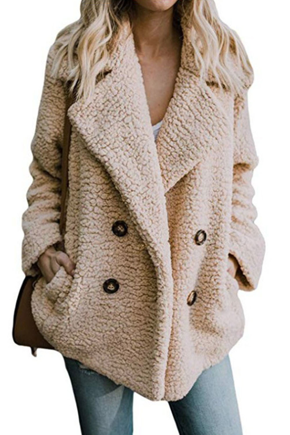 Fashion Warm Faux Fur Casual Solid Color Soft Fluffy Fleece Jacket Coat