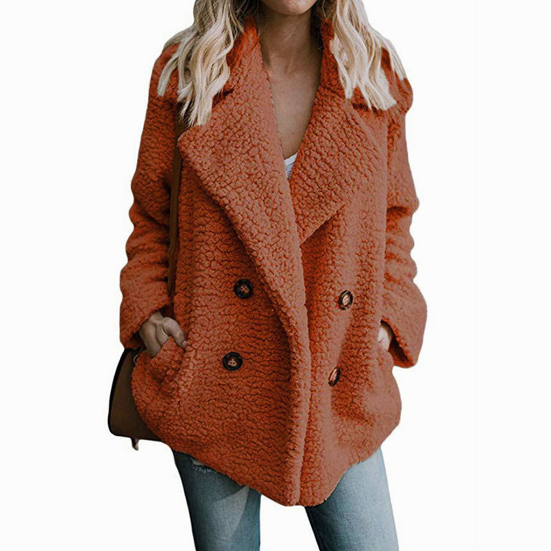 Fashion Warm Faux Fur Casual Solid Color Soft Fluffy Fleece Jacket Coat