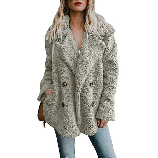Fashion Warm Faux Fur Casual Solid Color Soft Fluffy Fleece Jacket Coat
