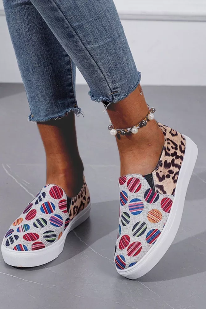 Women's Soft Sole Colorful Dots Slip on Casual Shoes