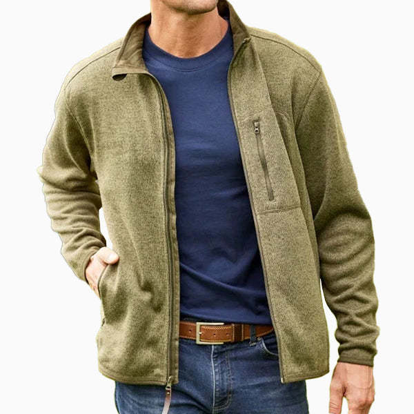 Men's Vintage Plush Fleece Zipper Pocket Jacket Outerwear