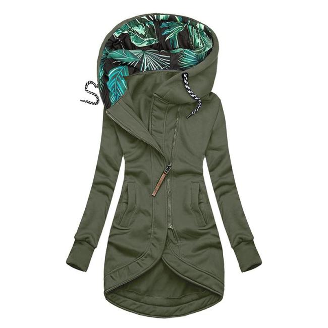 Casual Long Coat Zip Hooded Jacket