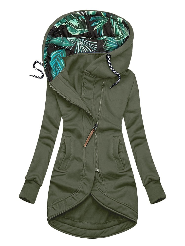 Casual Long Coat Zip Hooded Jacket