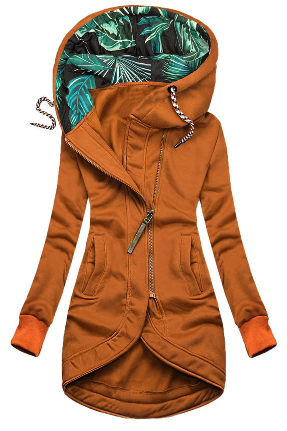 Casual Long Coat Zip Hooded Jacket