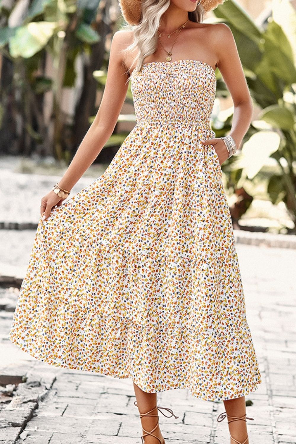 Casual Boho Party Vintage Floral Chic Elegant Midi Dress