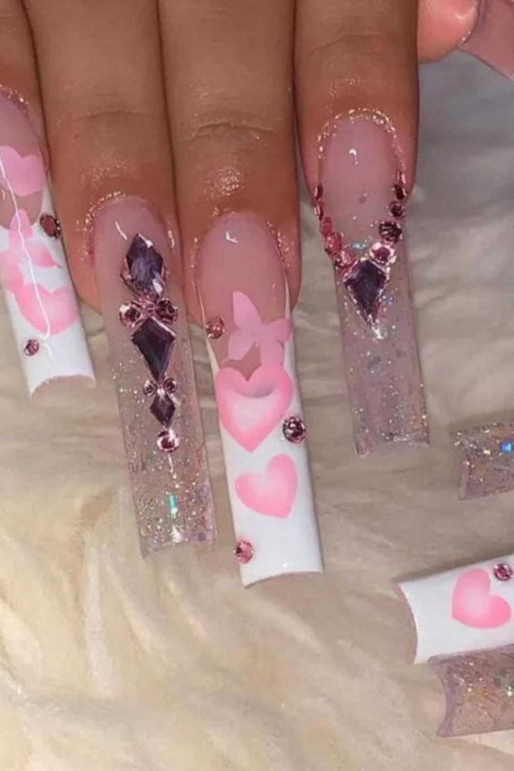 Fashion Shiny Diamond 24 Pieces Long Ballet Nails