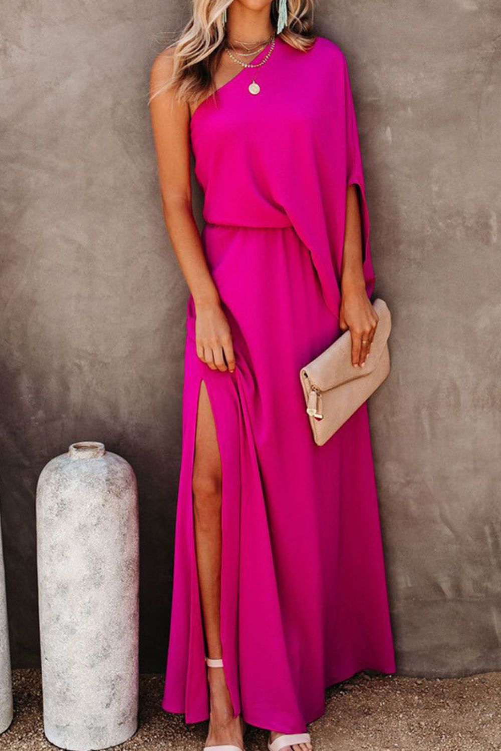 One Shoulder Batman Sleeve Party Solid Color Casual Elegant Design Boho ...