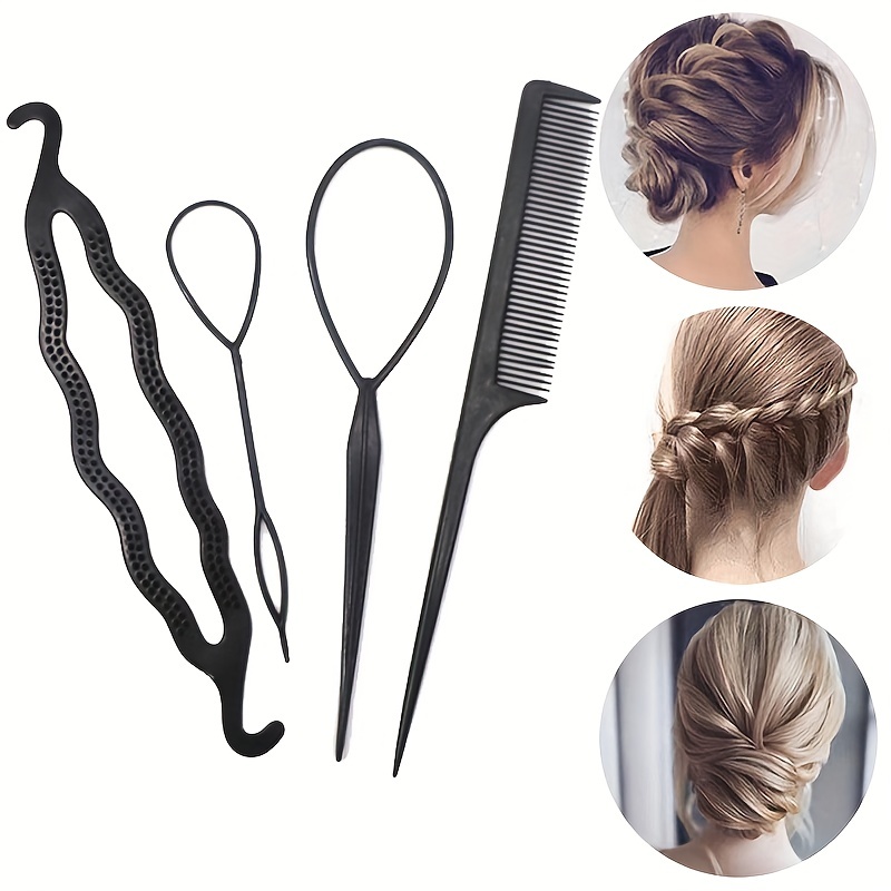 4 Pcs Donut DIY Hair Styling Hairdressing Maker Ponytail Hairband Salon