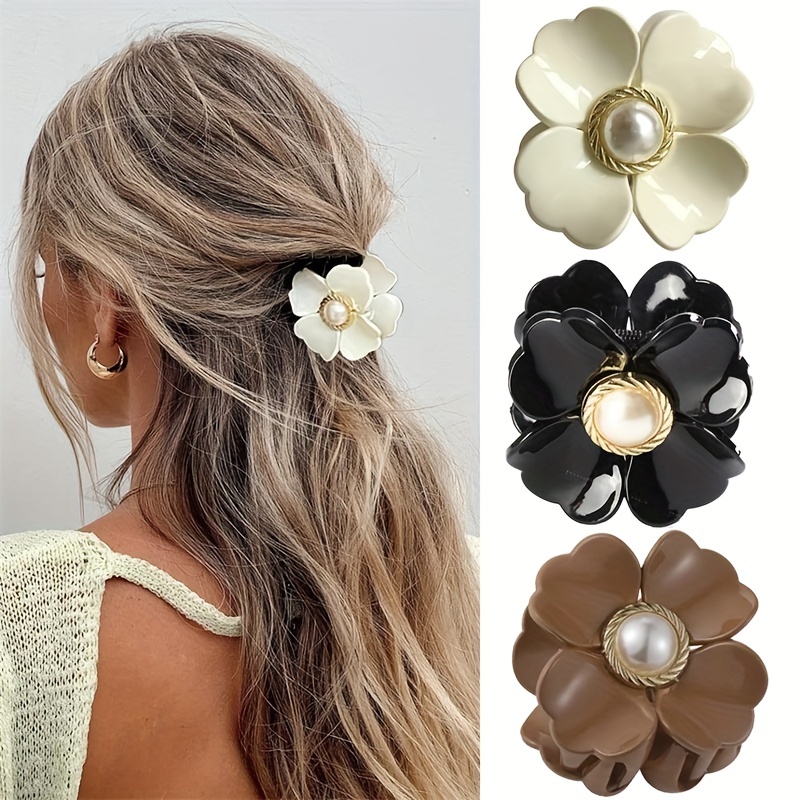 Flower Hair Clips: Stylish and Sturdy Hair Claws for Thick or Thin Hair ...